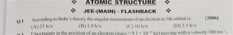 Atomic Structure Jee Main Flashback According To Bohrs Theory