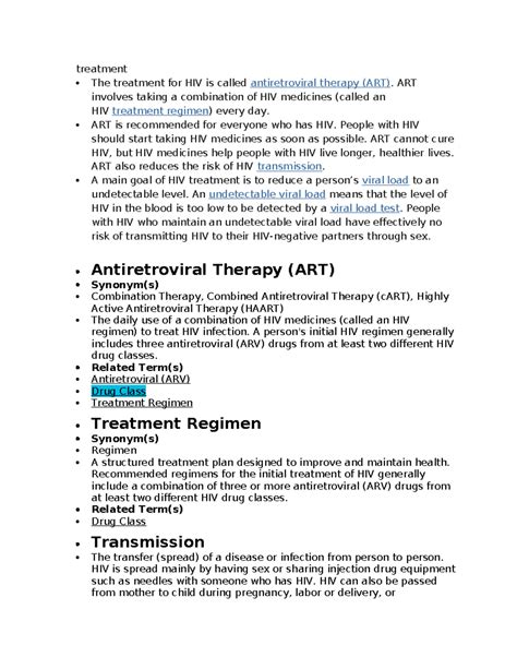 Treatment Treatment The Treatment For Hiv Is Called Antiretroviral