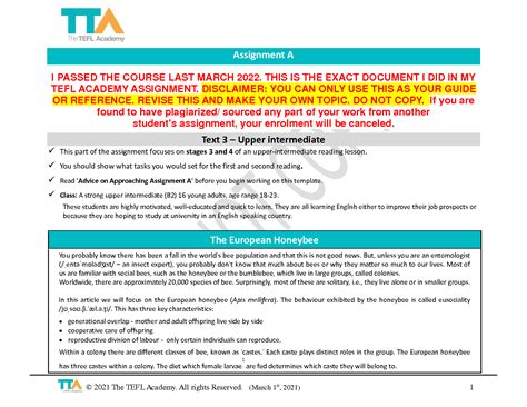Solution The Tefl Academy Assignment A Text 3 Upper Intermediate