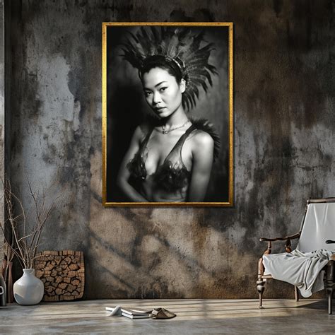 Exotic Feathered Portrait In Black And White Timeless Monochrome