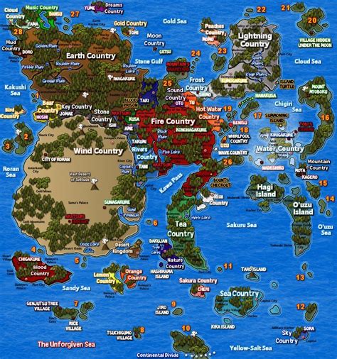 Naruto Universe Map Naruto Anime Episodes Naruto World Map Naruto