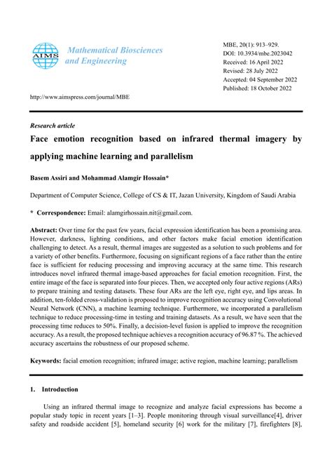 Pdf Face Emotion Recognition Based On Infrared Thermal Imagery By