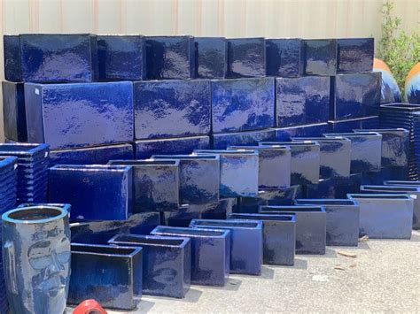 Rectangle Window Box Planters Glazed In Cobalt Blue Window Planter