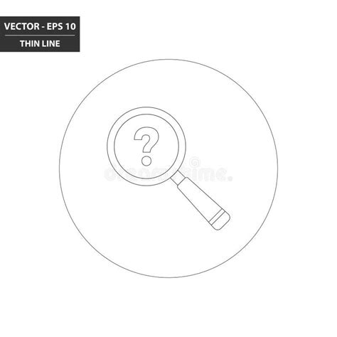 Magnifying Glass And Question Mark Thin Line Flat Icon Stock Vector