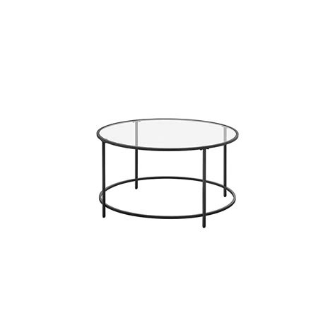 Round Coffee Table Glass Table With Steel Frame Living Room Table