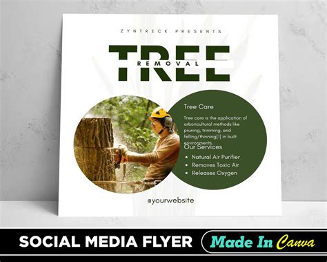 Tree Removal Flyer DIY Canva Tree Removal Flyer Template 2022 Editable Canva Social Media Size