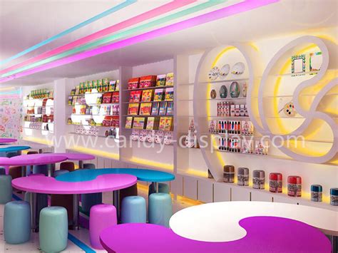 Purple Theme Candy Store Interior Industrial Lovely Style Design