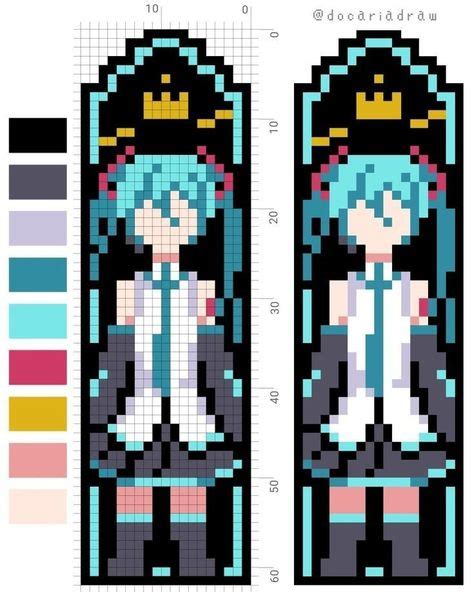 Hatsune Miku Pixel Art Grid