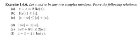 solved exercise 1 6 6 let z and w be any two complex