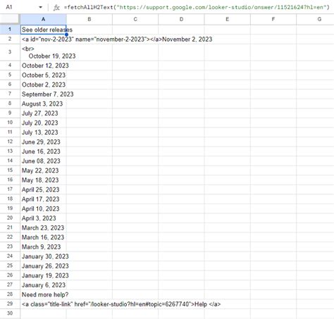 Web Scraping Trouble Extracting Elements From Google Support Pages Using IMPORTXML In Google