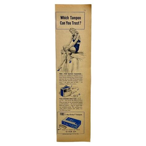 Kotex Art Fibs Kotex Tampons Vintage Print Ad 94s Womens Health