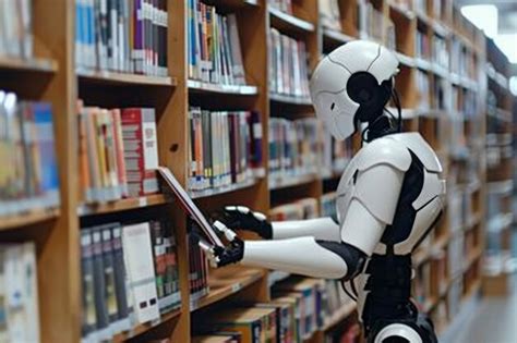 Premium Photo Ai Librarian Transforms Public Library