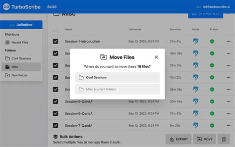 Export Transcripts And Manage Files In Bulk Turboscribe