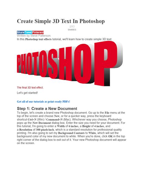 create simple 3d text in photoshop download free pdf adobe