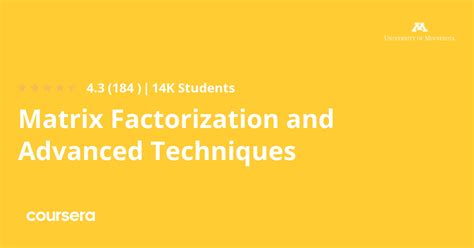 Matrix Factorization And Advanced Techniques Coursya