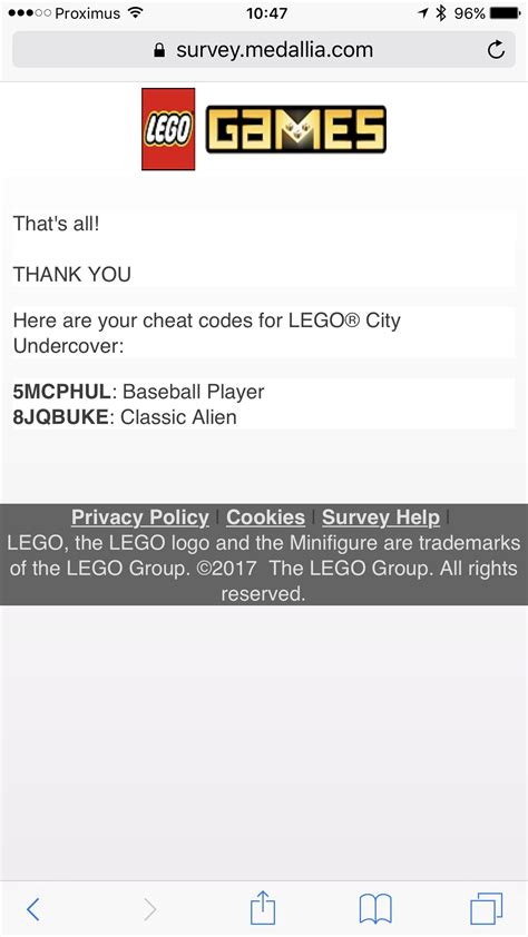 Completing The Lego City Undercover Survey Gives You Two Cheat Codes Completing The Lego City Undercover Survey Gives You Two Cheat Codes