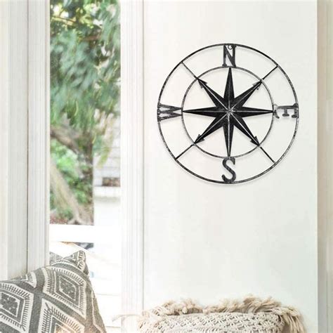 Metal Craft Compass Vane Wrought Iron Decoration Indoor Ornamentsk3635