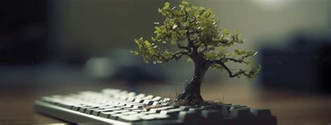 Premium Photo A Tree Grows From The Keyboard