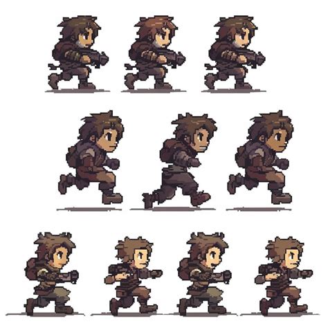 Animación De Píxeles Sprite De Un Personaje Que Corre A La Vector
