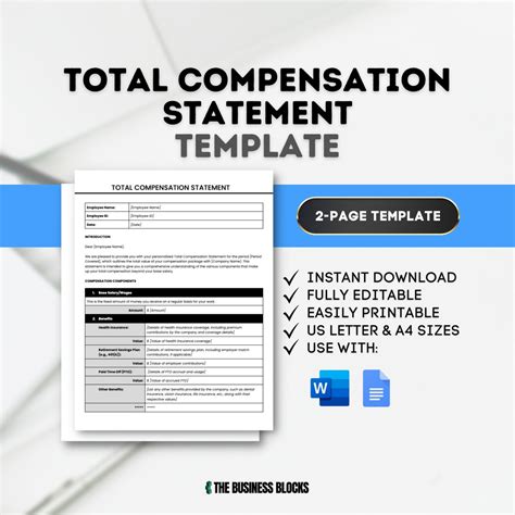 Total Compensation Statement Template Employee Compensation Summary