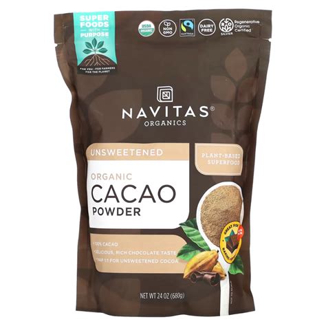 Navitas Organics Organic Cacao Powder Unsweetened 8 Oz 227 G 454