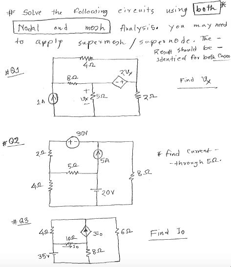 solved solve the following circuits using both nodal and