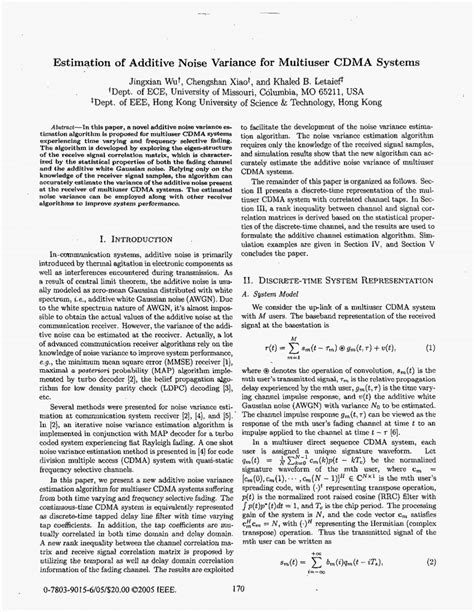 pdf estimation of additive noise variance for multiuser cdma systems