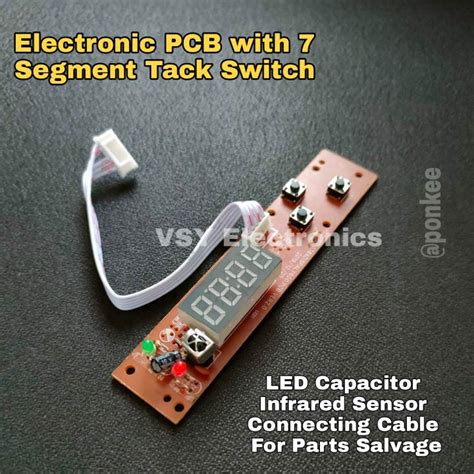 Electronic Pcb With 7 Segment Tack Switch Led Capacitor Infrared Sensor Connecting Cable For