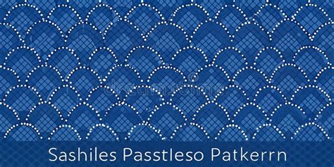 Seamless Pattern Sashiko Sewing On Blue Color Fabric Ai Generated Content Stock Illustration