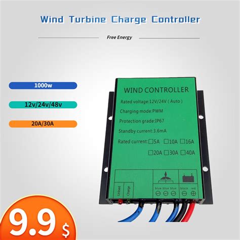 10w ~ 1000w พลังงานฟรี 20a 30a 12v 24v อัตโนมัติ 48v Pwm Wind Charge Controller สำหรับ Turbine