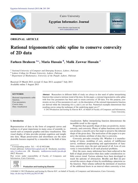 Pdf Rational Trigonometric Cubic Spline To Conserve Convexity Of 2d Data