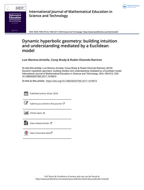 Pdf Dynamic Hyperbolic Geometry Building Intuition And Understanding