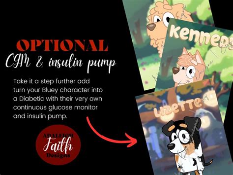 Custom Bluey Style Portrait Drawing Can Include Cgm T1d Diabetes