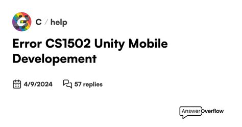 Error Cs1502 Unity Mobile Developement C