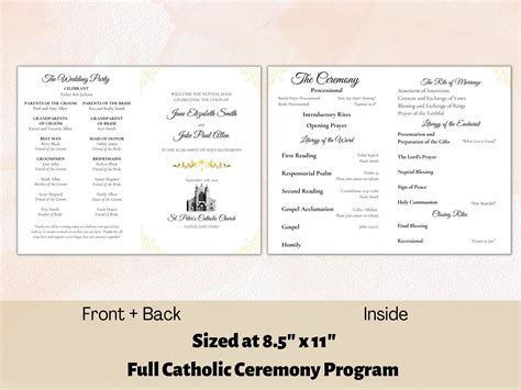 Elegant Catholic Wedding Mass Program Diy Canva Template Digital