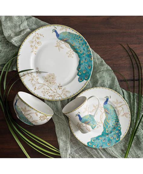 222 Fifth Peacock Garden 16 Pc Dinnerware Set Macys