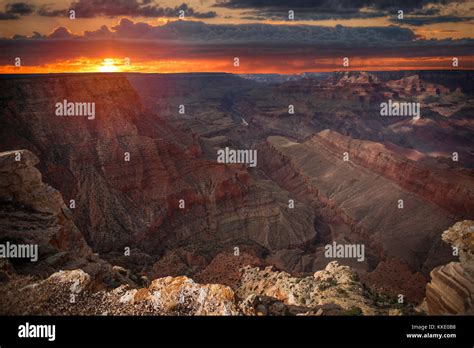 Amazing Sunrise Image Of The Grand Canyon Taken From Mather Point Stock