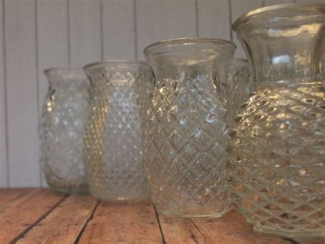 Vintage Clear Glass Pineapple Vase Set Of 12 Wedding Vases Centerpiece