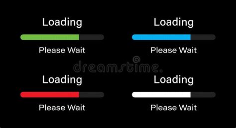 Rounded Bar Loading Please Wait Symbol Icon Set In Four Different Colors Stock Vector