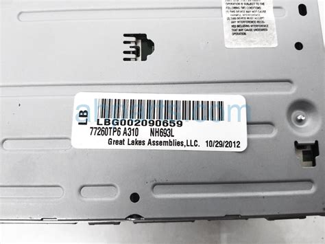 2013 Honda Crosstour Radio Receiver And Display Screen 39540 Tp6 306