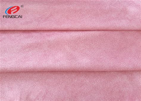 Pink Color 100 Printed Suede Faux Suede Fabric For Sofa Eco Friendly