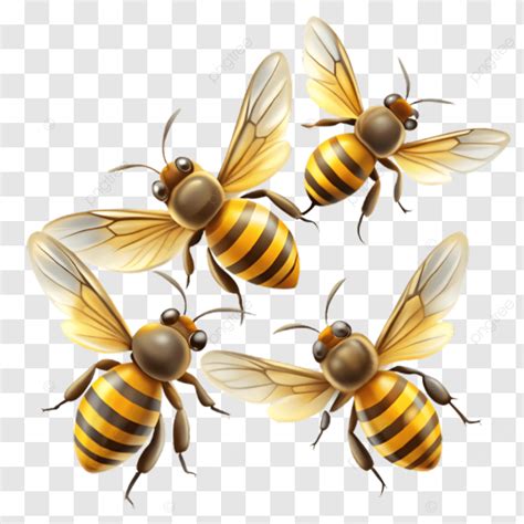 Flying Honey Bee Clip Art Cute Bees Funny Yellow Bee Characters Hand