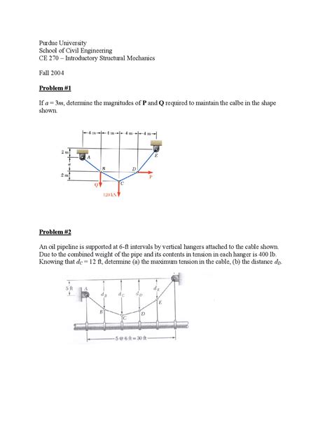Introductory Structural Mechanics Exercises Mechanics Docsity