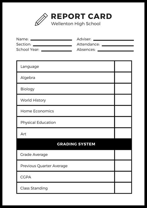 Free Custom Printable High School Report Card Templates Canva Regarding