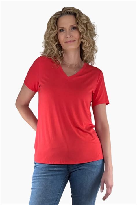 Bamboo Short Sleeve V Neck Tall Tee Simply Tall Clothing For Tall Women