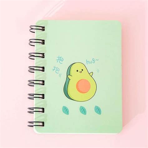 Kawaii Avocado Mini A7 Spiral Notebook Hug Mini Notepad Kawaii Notebook Mini Spirals