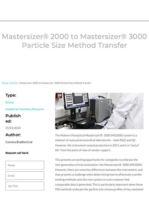 Mastersizer 2000 To Mastersizer 3000 Particle Size Method Transfer Cormica Global Medical