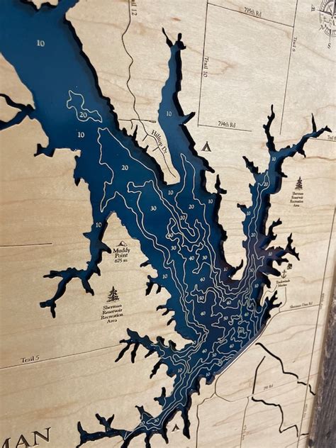 Lake Roaming Rock Custom Wood Map Depth Map Wood Map T Art