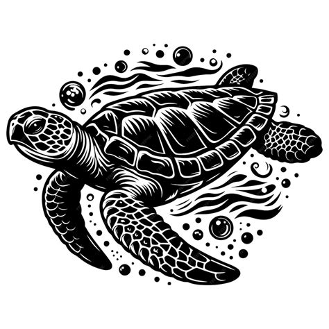 Sea Turtle Silhouette Vector Illustration On A White Background Line