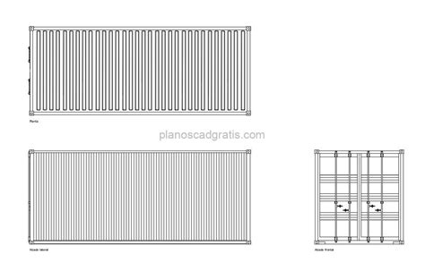 Contenedor De 20 Pies Planos Cad Gratis